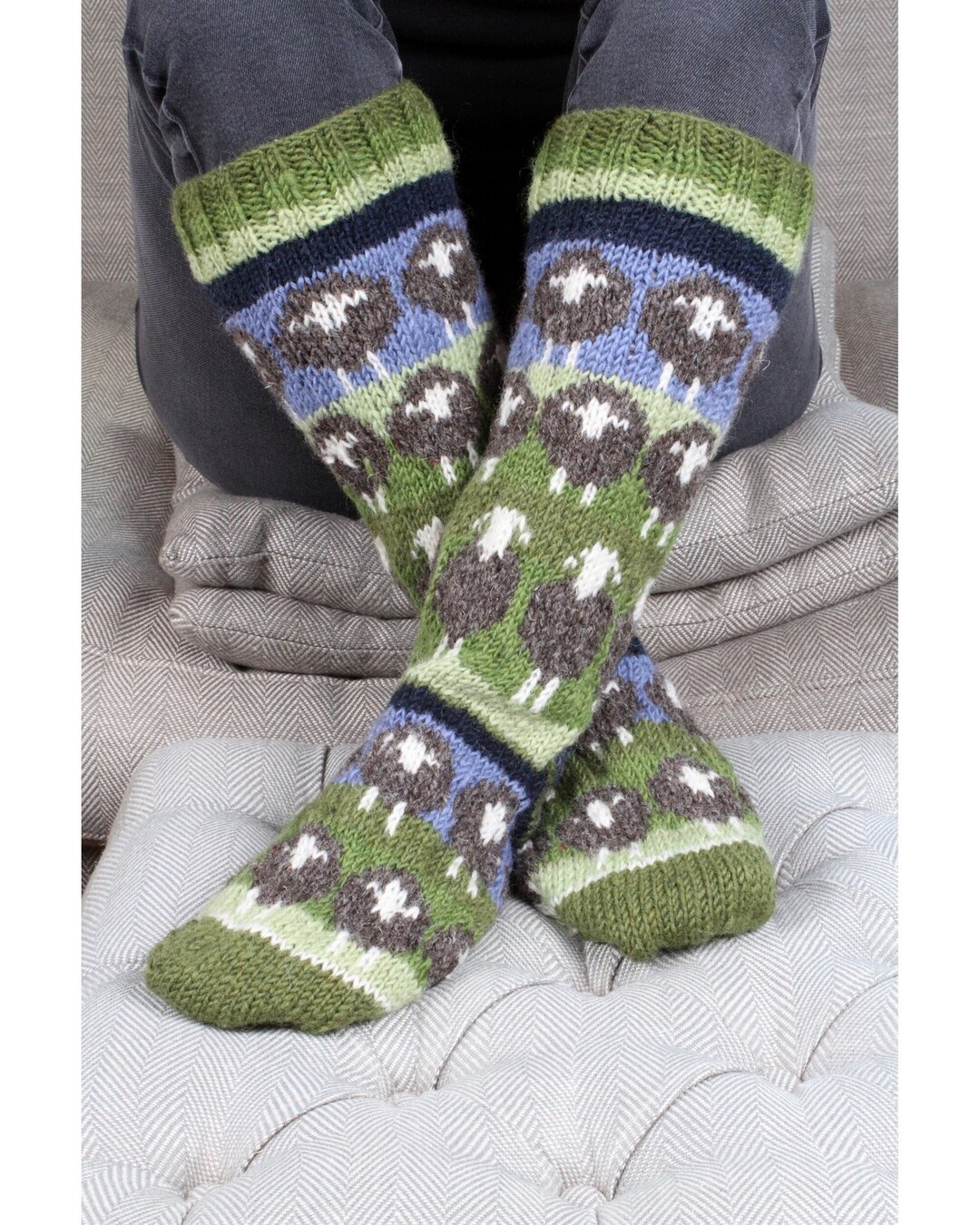 Womens Knitted Herdwick Sheep Long Socks - 100% Wool | Pachamama - Etsy