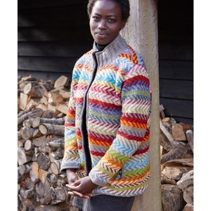 Women's Hand Knitted Jacket - 100% Wool - Unlined - Bold Strong Colours ...