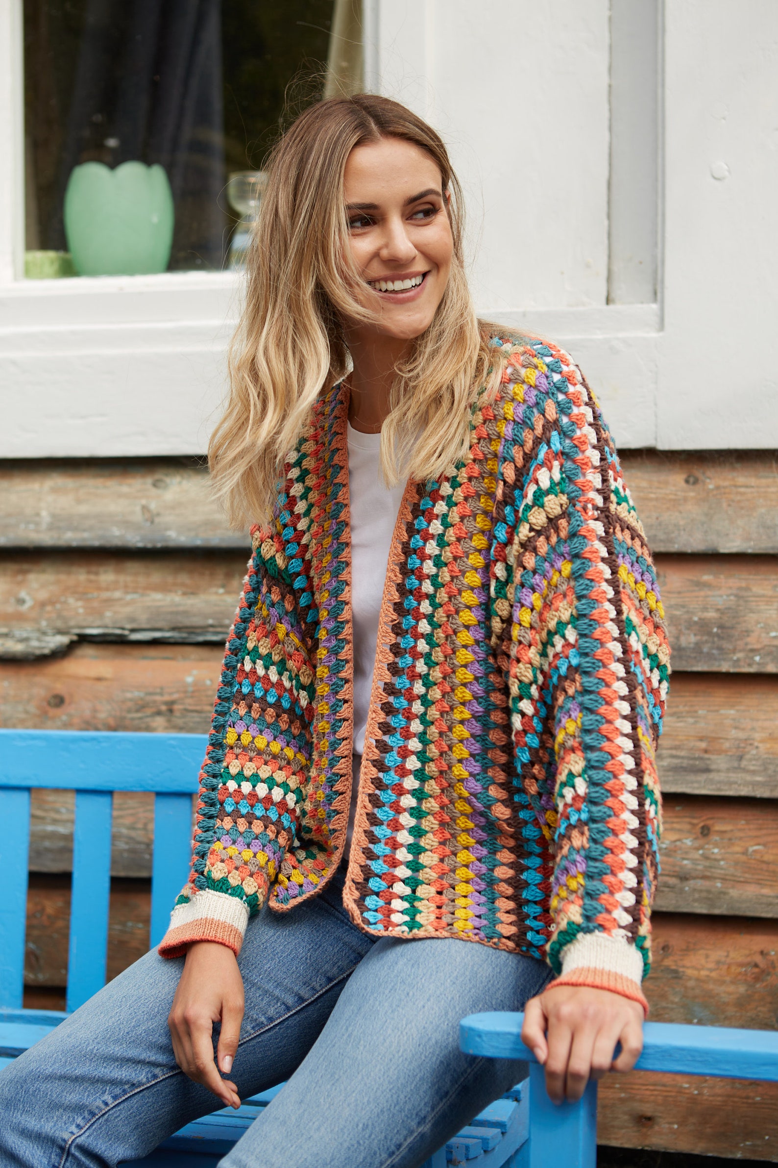 Crochet Cotton Cardigan - Bright Colourful Cardi - Hand Crocheted ...