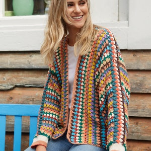 Crochet Cotton Cardigan - Bright Colourful Cardi - Hand Crocheted ...