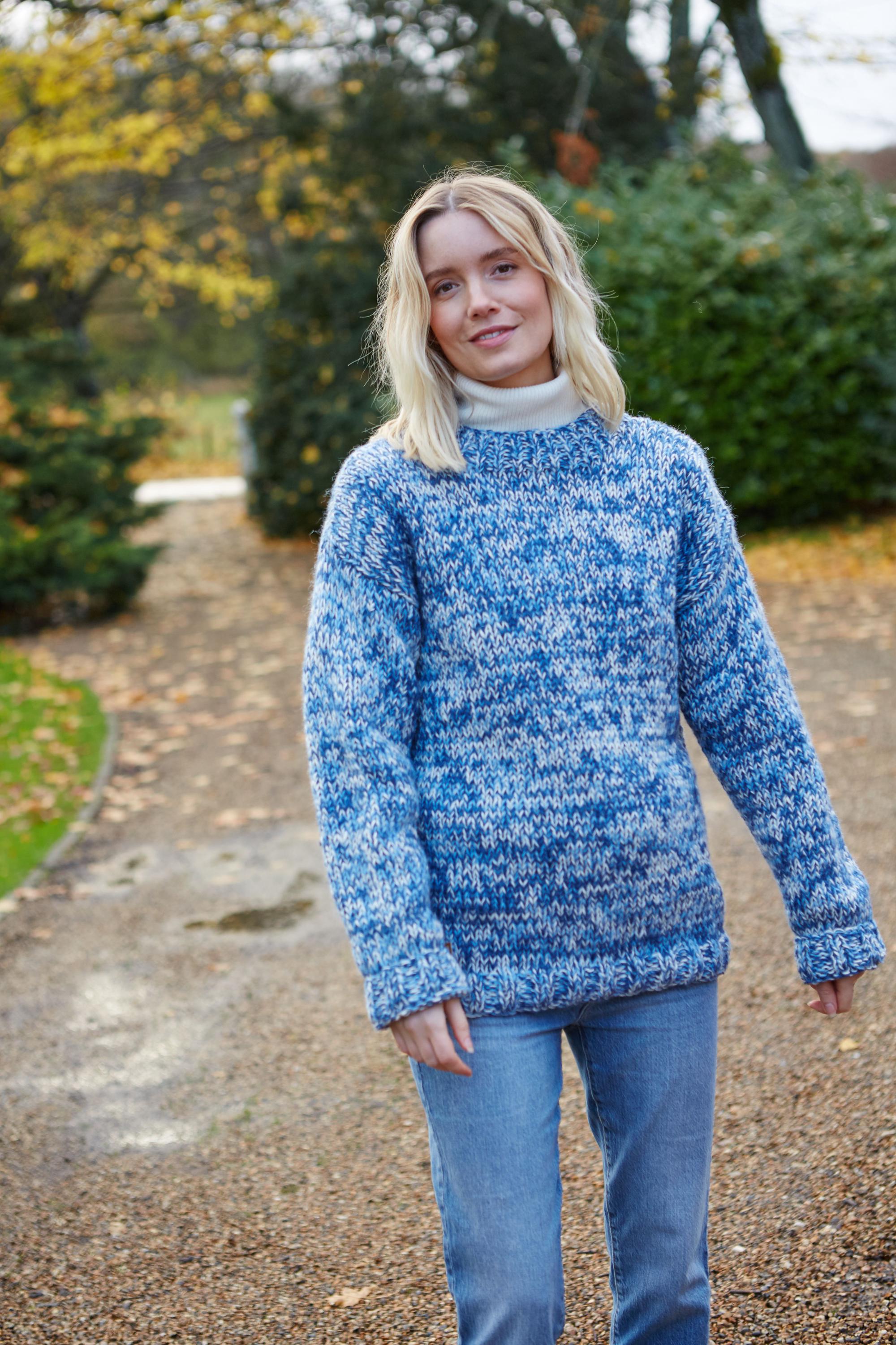 Women's Wool Sweater - 100% Wool - Salt and Pepper Design - Knitted ...