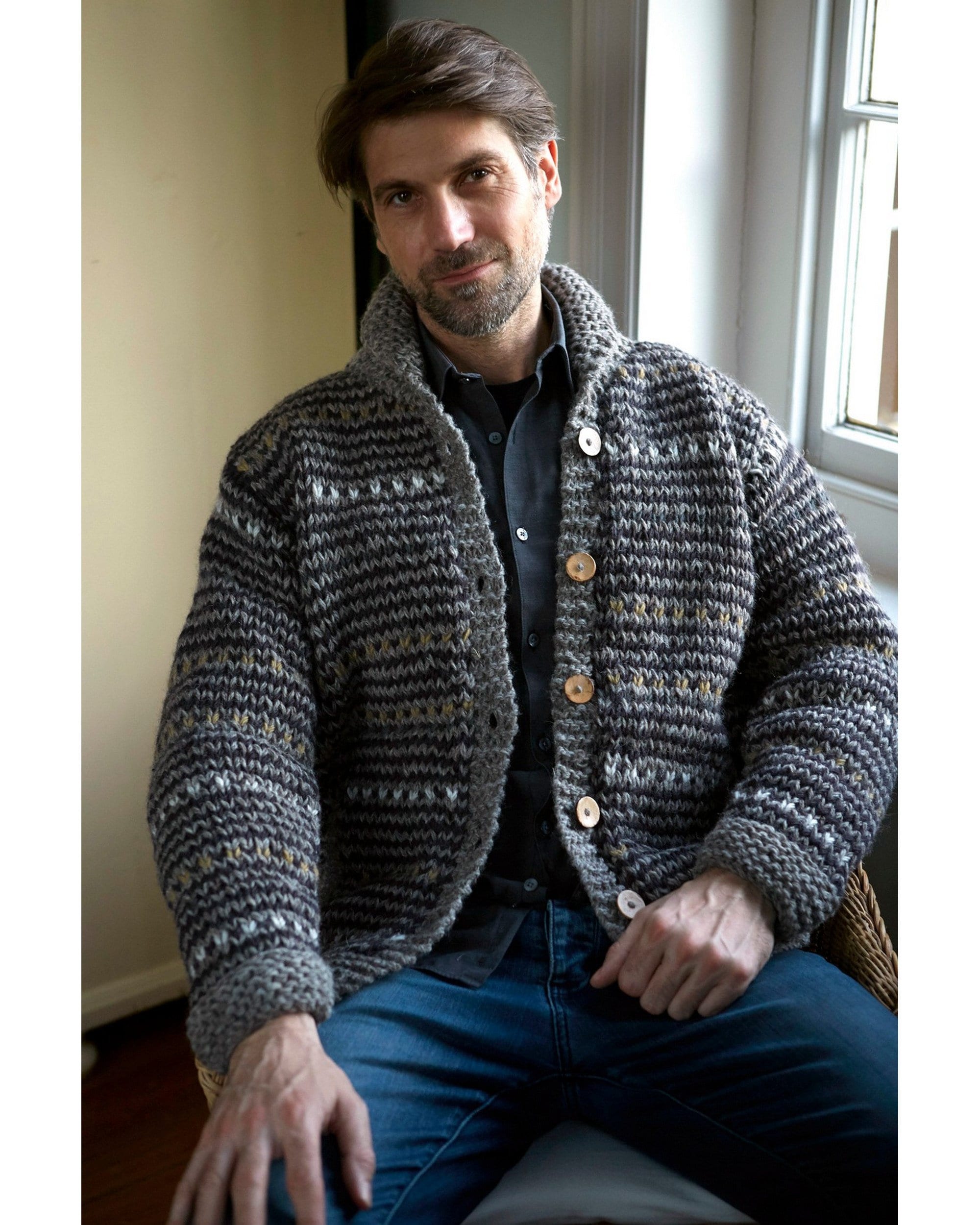 Men's Hand Knitted Chunky Cardigan 100% Wool Unlined - Etsy