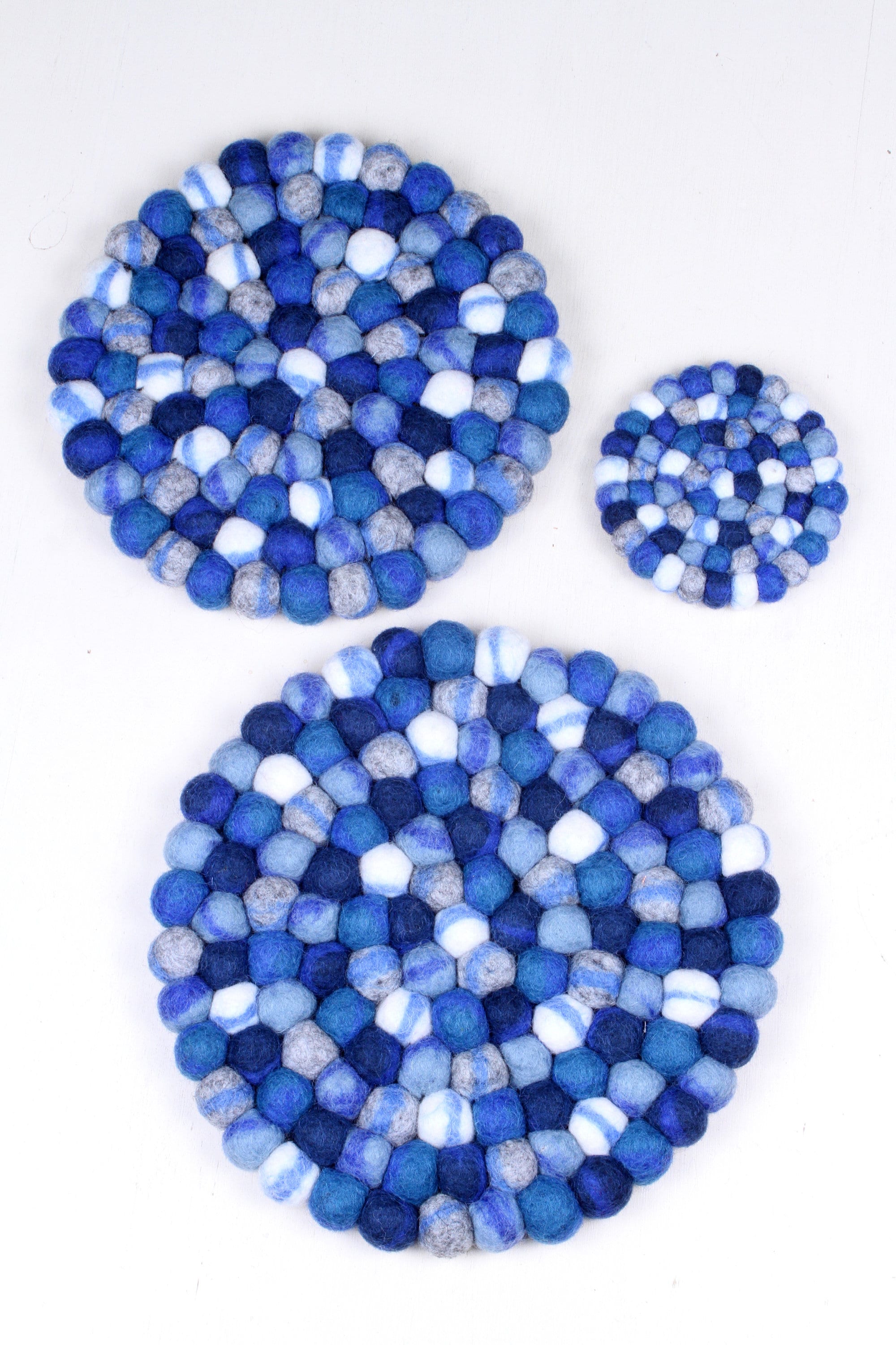 Handfelted Trivet - Felt Ball Worktop Saver - Felt Tableware - Bright ...