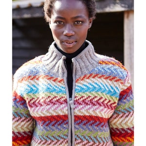 Women's Hand Knitted Jacket - 100% Wool - Unlined - Bold Strong Colours ...