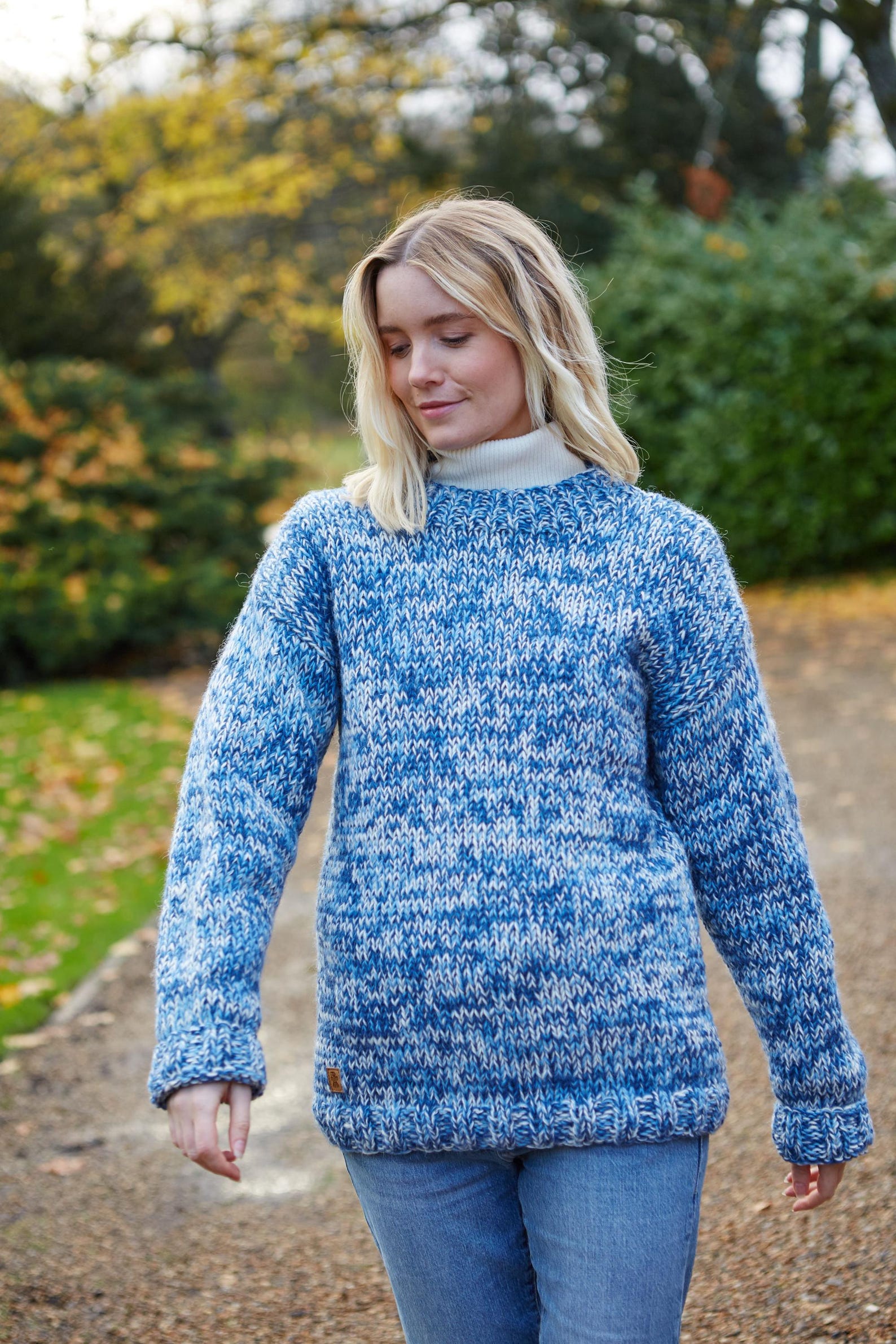 Women's Wool Sweater - 100% Wool - Salt and Pepper Design - Knitted ...