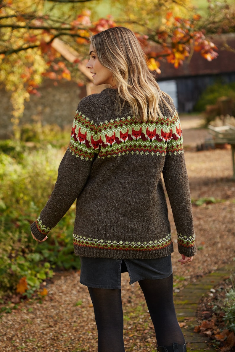 Women's Knitted Fox Jumper - 100% Wool | Pachamama - Etsy
