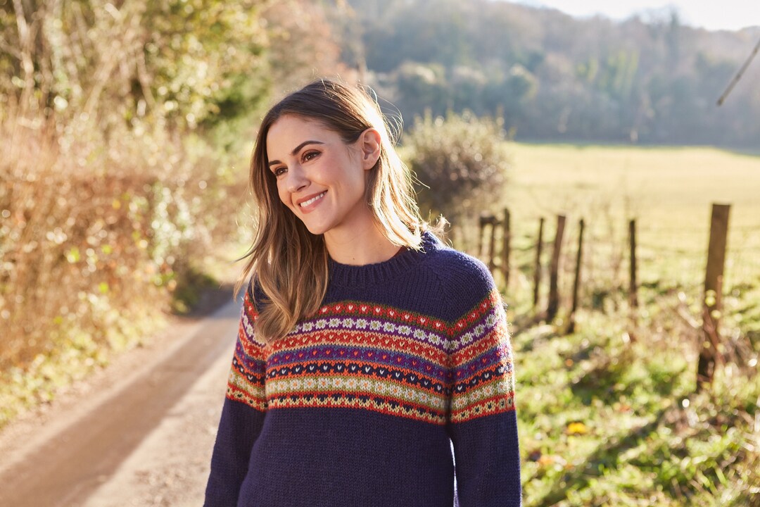 Women's Blue Fair Isle Sweater - Knitted Fairisle Jumper- Warm Fair ...