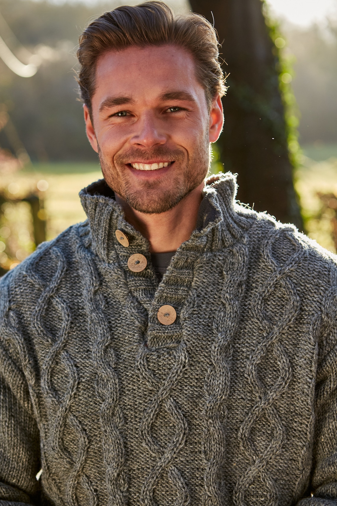 Mens Cable Knit Jumper - Grey Knit Sweater - Mens Cable Knit Jumper ...