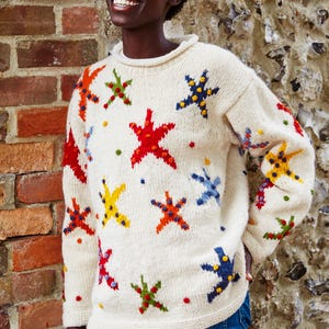 Bright Starfish Sweater - Hand Knitted Jumper - Multicoloured - Retro ...