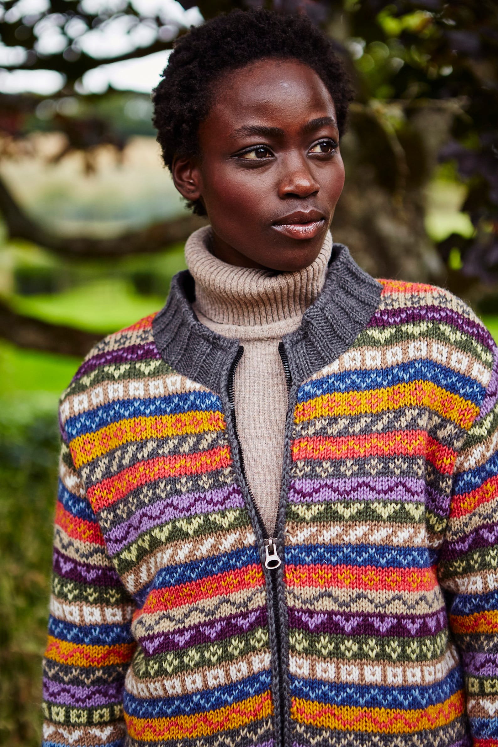 Women's Fair Isle Jacket - Knitted - Fair Isle Zip up - Knitted Jacket ...