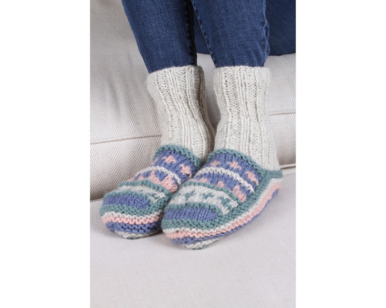 Hand Knitted Fair Isle Lined Sofa Socks Fair Trade 100% - Etsy