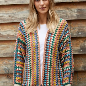 Crochet Cotton Cardigan - Bright Colourful Cardi - Hand Crocheted ...