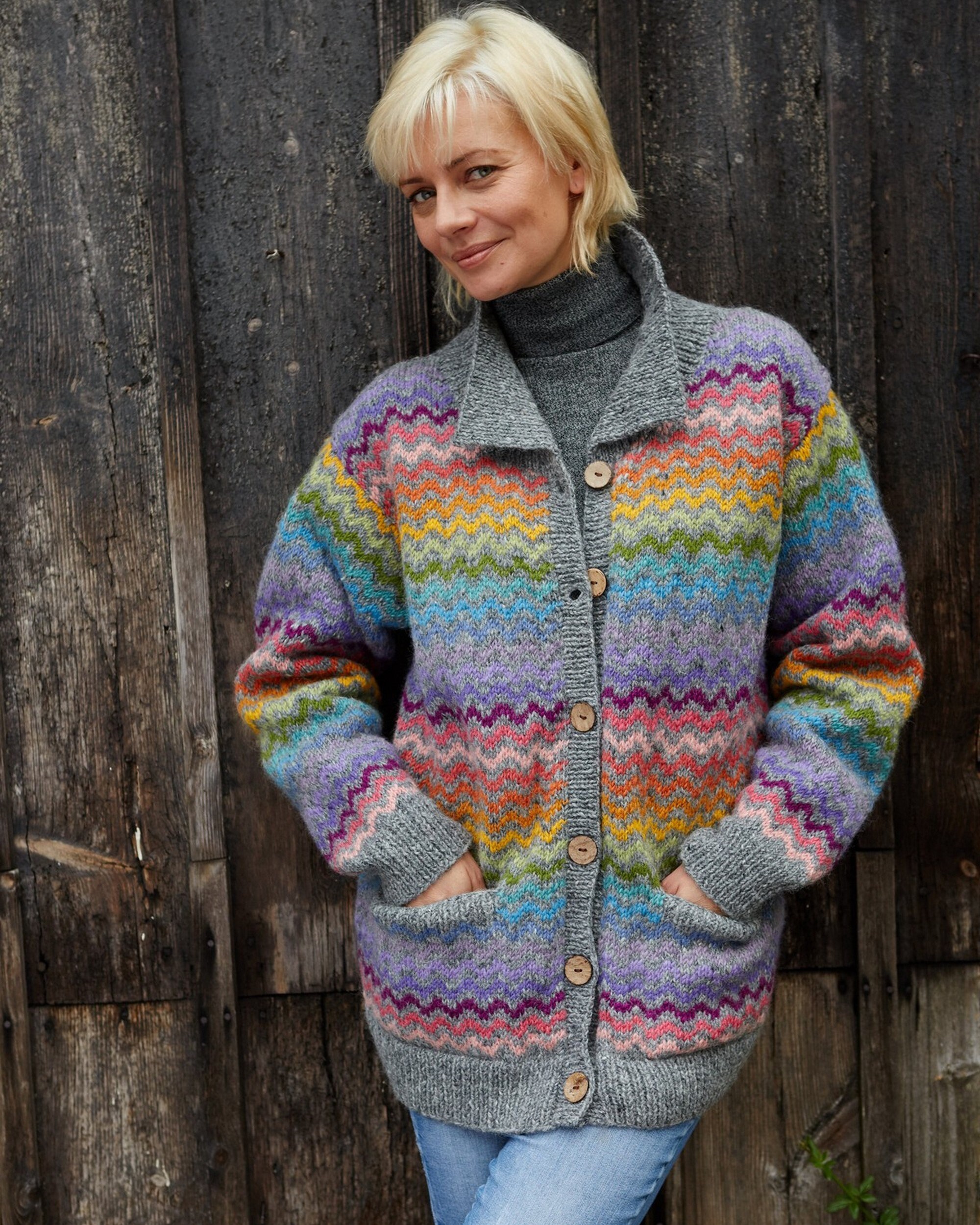 Women's Rainbow Cardigan 100% Wool Fair Trade Wavey - Etsy UK