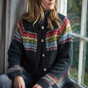 Womens Fair Isle Cardigan - Multicoloured Cardigan- Handmade Colourful ...