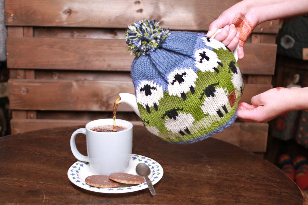Flock of Sheep Wool Tea Cosy - 100% Wool - Knit Tea Cosy - Sheep Decor ...