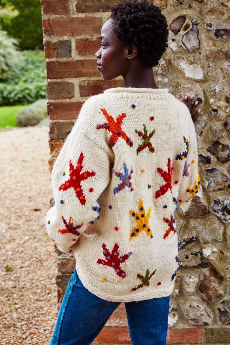Bright Starfish Sweater - Hand Knitted Jumper - Multicoloured - Retro ...