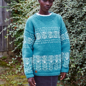 Women's Chunky Knit Turquoise Jumper - Oversized Knitted Aqua Sweater ...