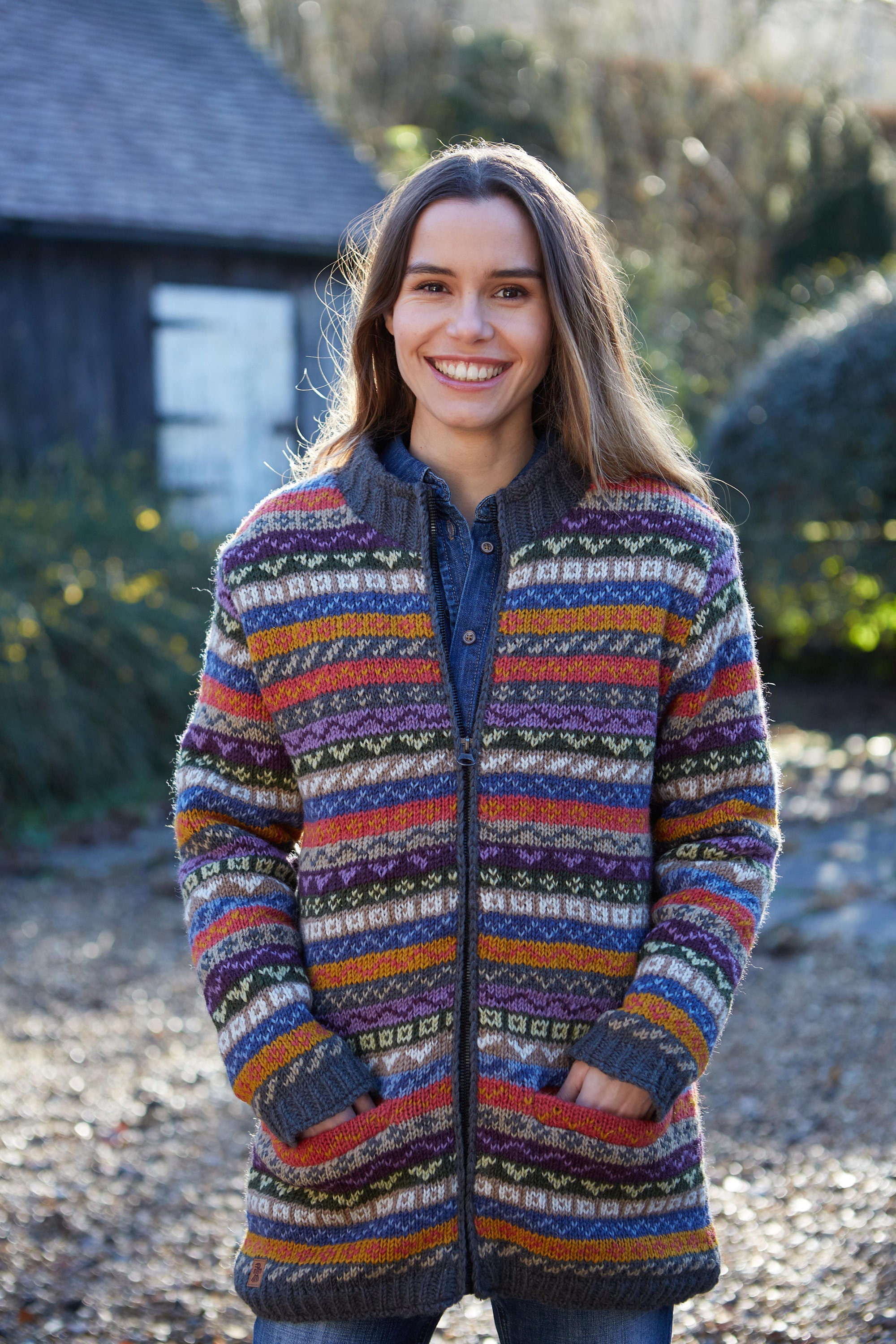 Women's Fair Isle Jacket - Knitted - Fair Isle Zip up - Knitted Jacket ...