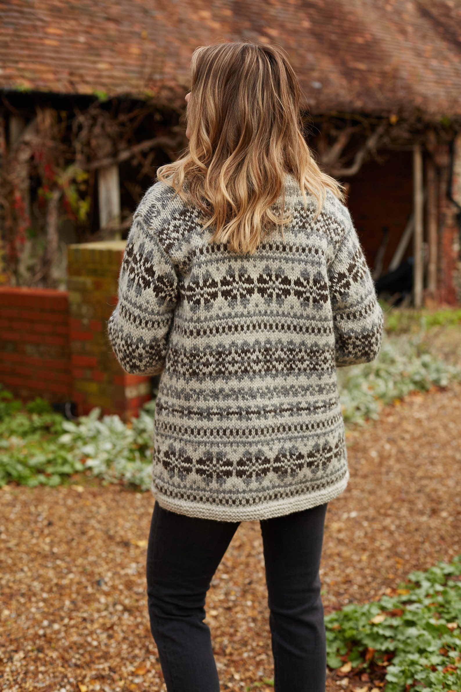 Women's Cream Fair Isle Cardigan - 100% Wool Hand Knit Cardigan ...