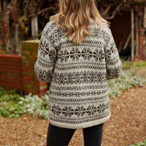 Women's Cream Fair Isle Cardigan - 100% Wool Hand Knit Cardigan ...