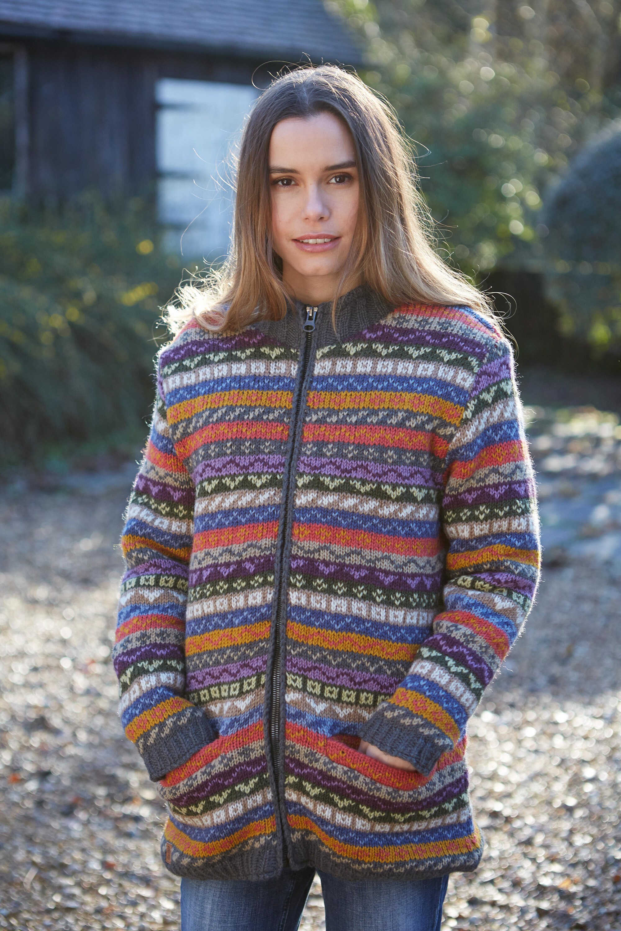 Women's Fair Isle Jacket - Knitted - Fair Isle Zip up - Knitted Jacket ...