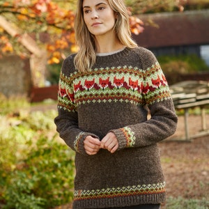 Women's Knitted Fox Jumper - 100% Wool | Pachamama - Etsy