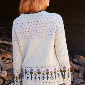 Women's Thistle Sweater - 100% Wool - Hand Knitted - Embroidery ...
