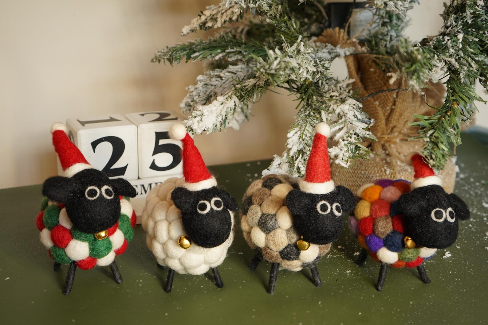 Christmas Felt Sheep - Bobbly Sheep Decoration - Christmas Sheep ...