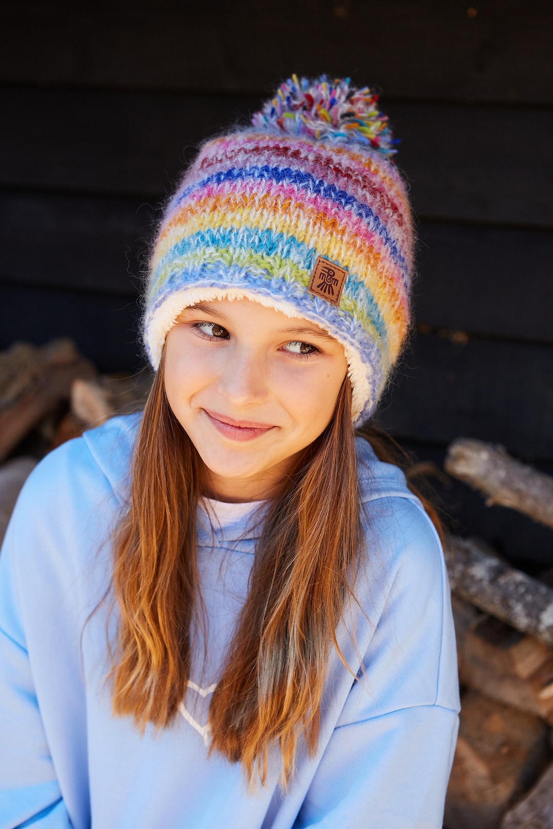 Children's Rainbow Hat - Kid's Multicoloured Hat - Handwarmers ...
