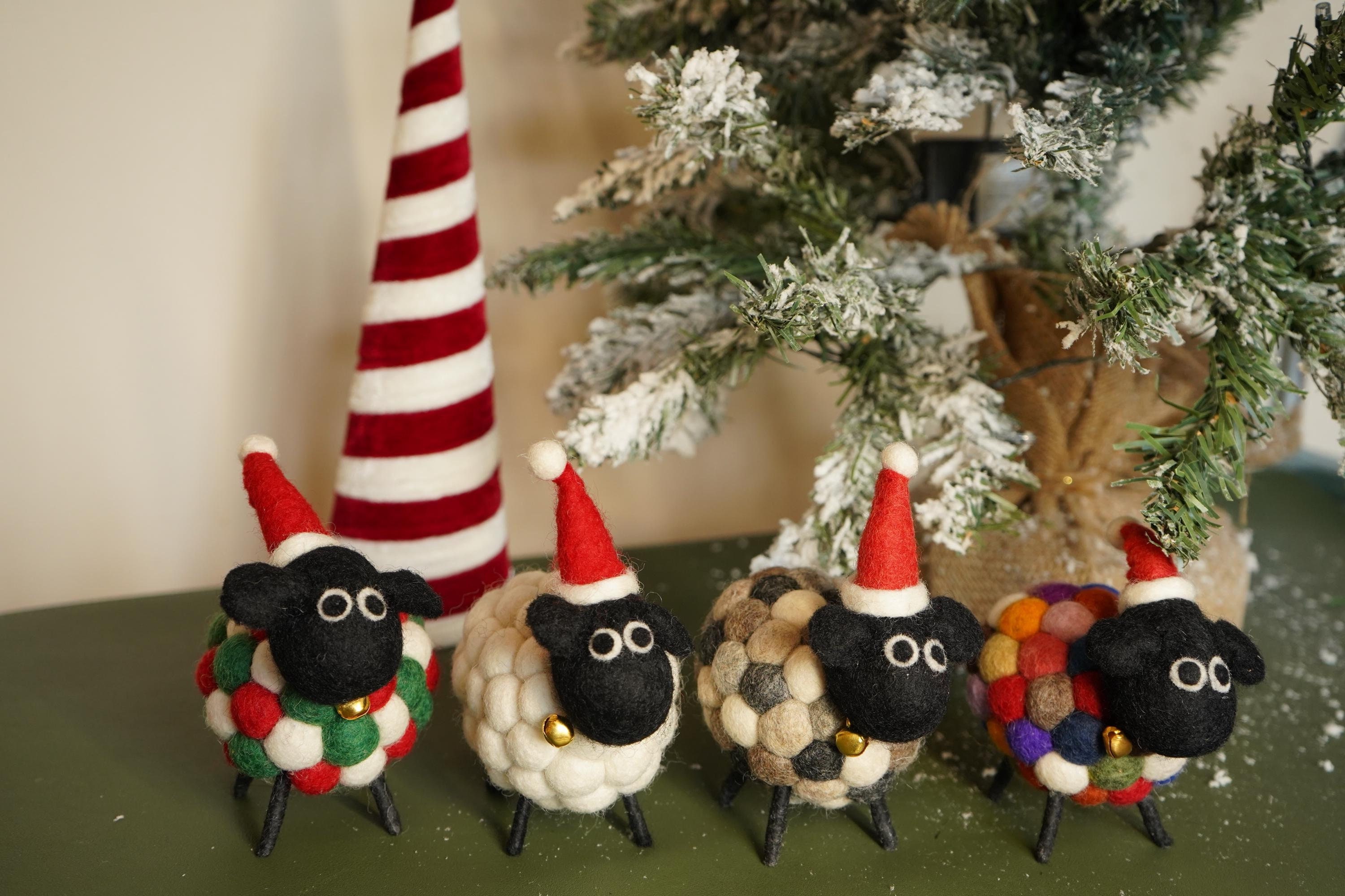 Christmas Felt Sheep - Bobbly Sheep Decoration - Christmas Sheep ...