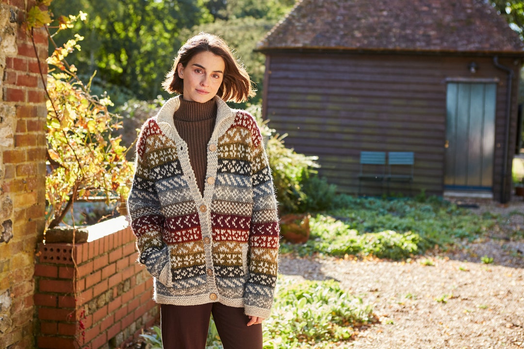 Womens Fair Isle Cardigan - Rainbow Cardigan- Handmade Colourful Cardi ...