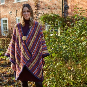 Women's Blue Fair Isle Wrap - Knitted Fairisle Poncho - Warm Fair Isle ...