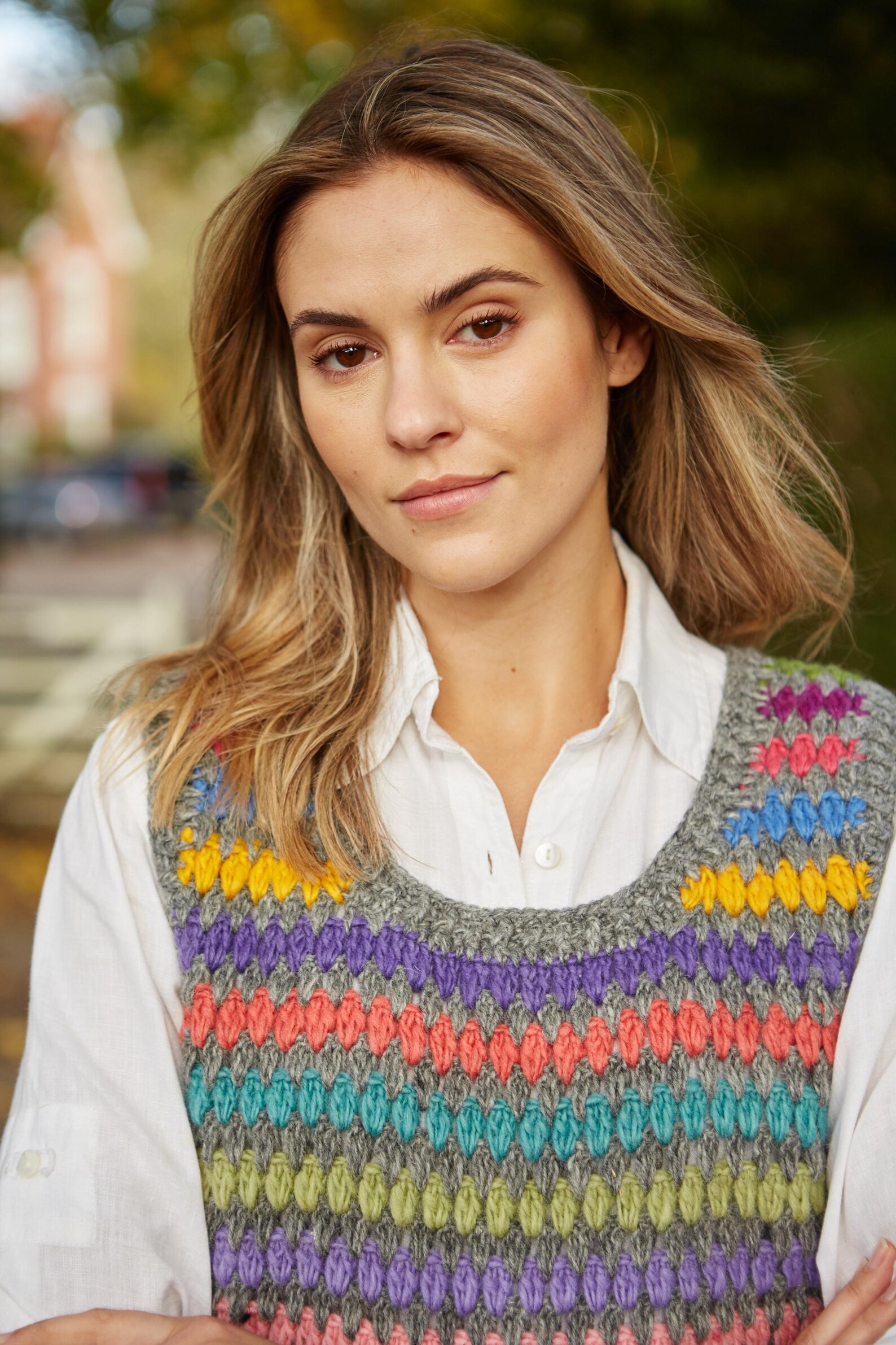 Colourful Crocheted Tank Top - 100% Wool - Womens Rainbow Pullover ...