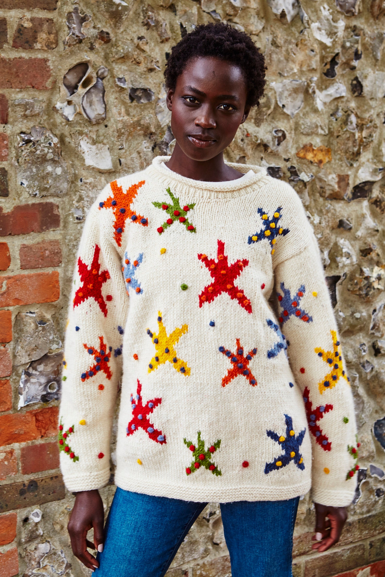 Bright Starfish Sweater - Hand Knitted Jumper - Multicoloured - Retro ...