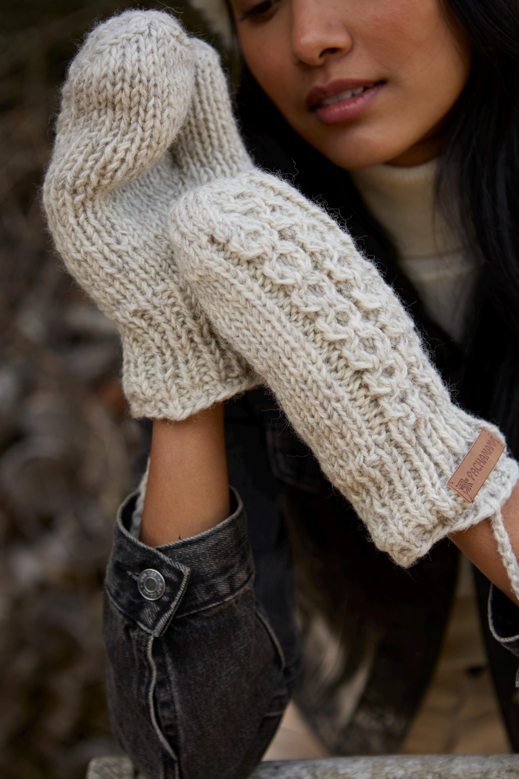 Women's Knitted Mittens - Winter Gloves - Cable Knit - Hand Knitted ...