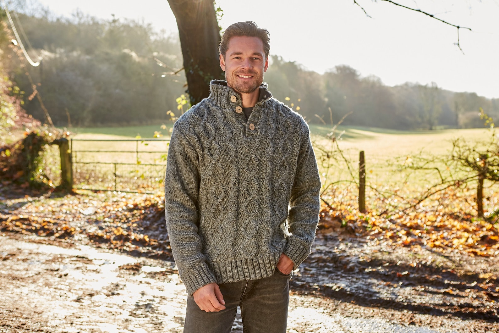 Mens Cable Knit Jumper - Grey Knit Sweater - Mens Cable Knit Jumper ...