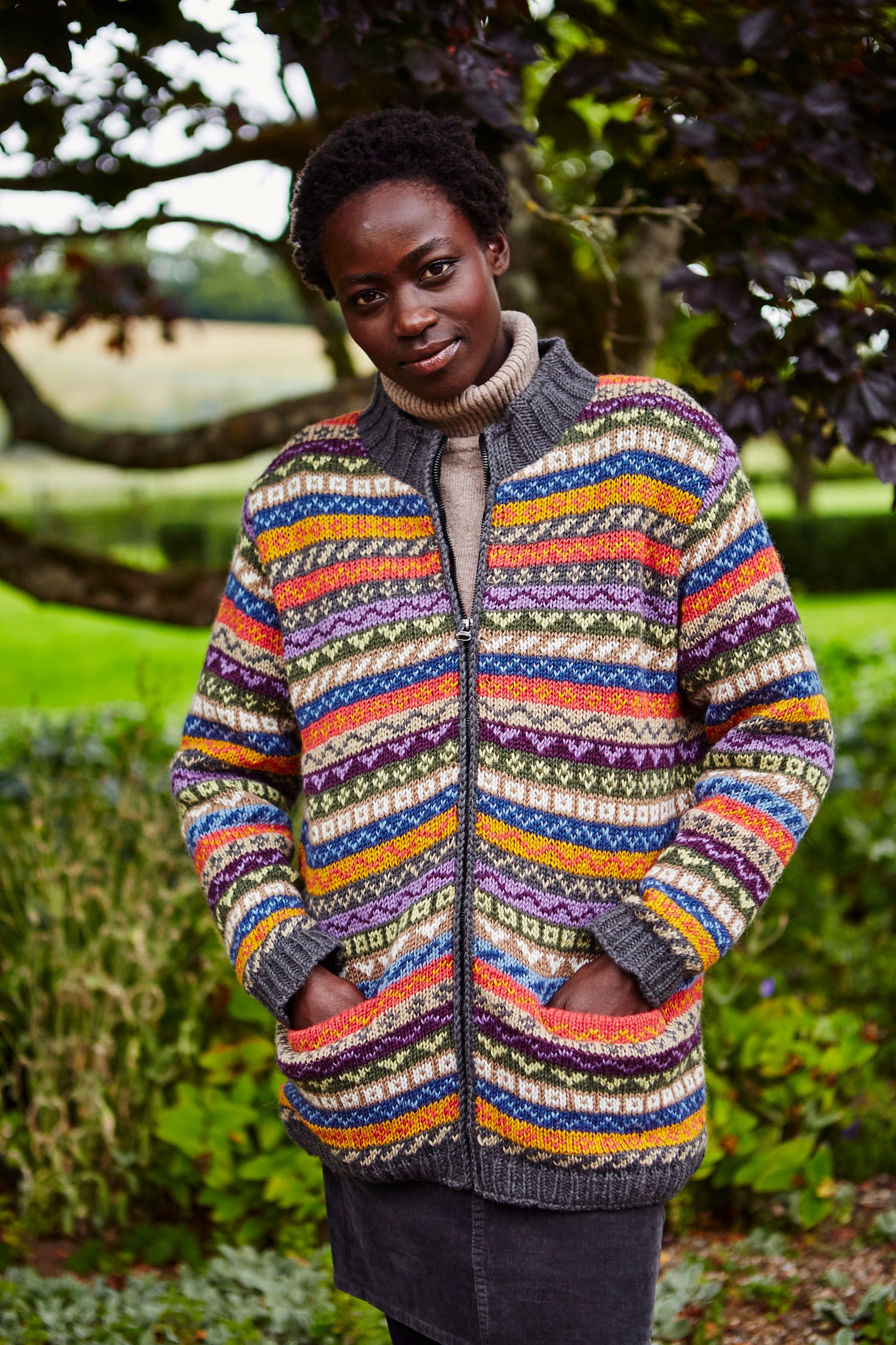 Women's Fair Isle Jacket - Knitted - Fair Isle Zip up - Knitted Jacket ...