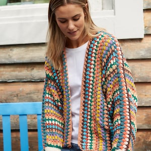 Crochet Cotton Cardigan - Bright Colourful Cardi - Hand Crocheted ...