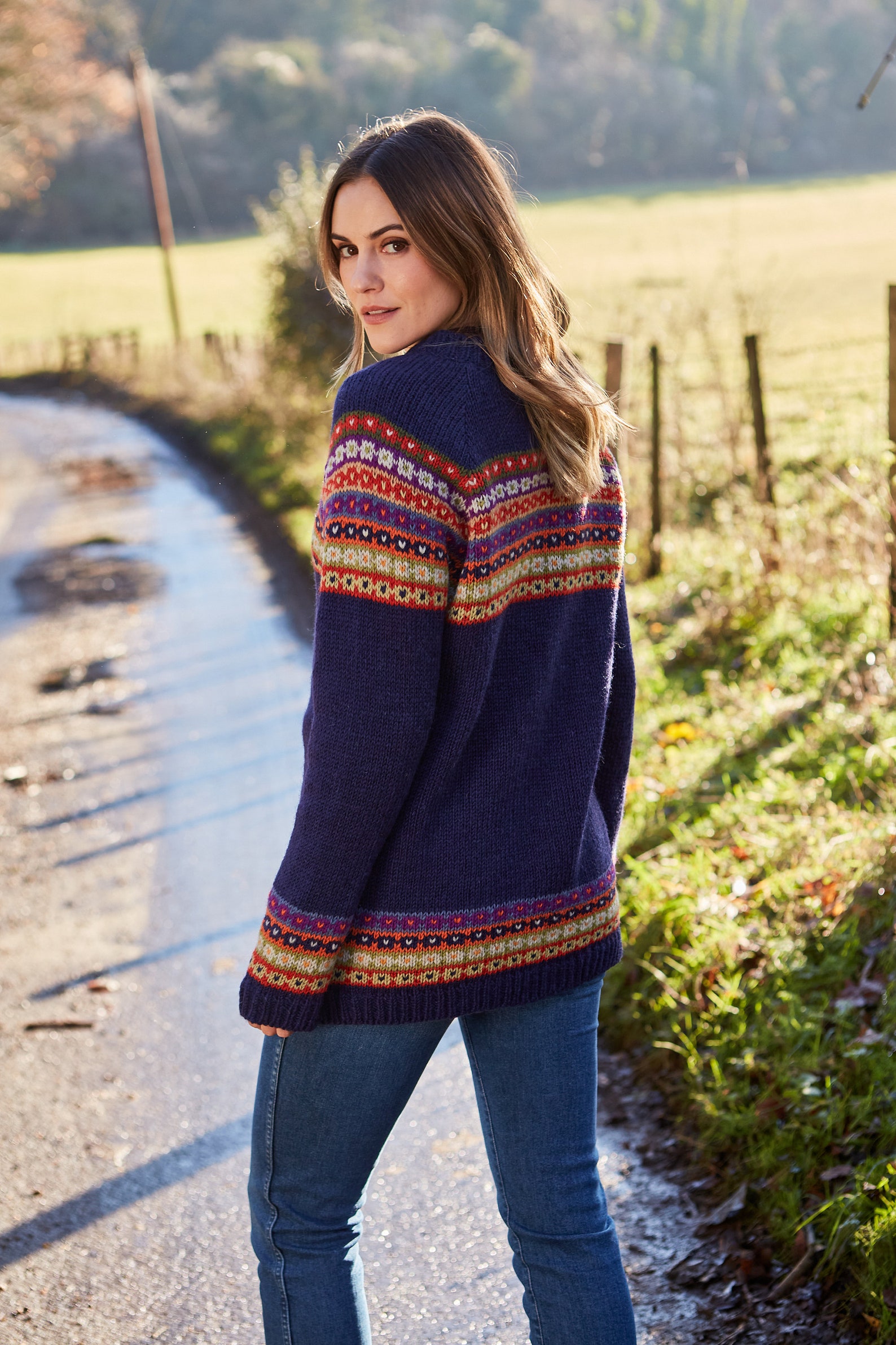 Women's Blue Fair Isle Sweater - Knitted Fairisle Jumper- Warm Fair ...