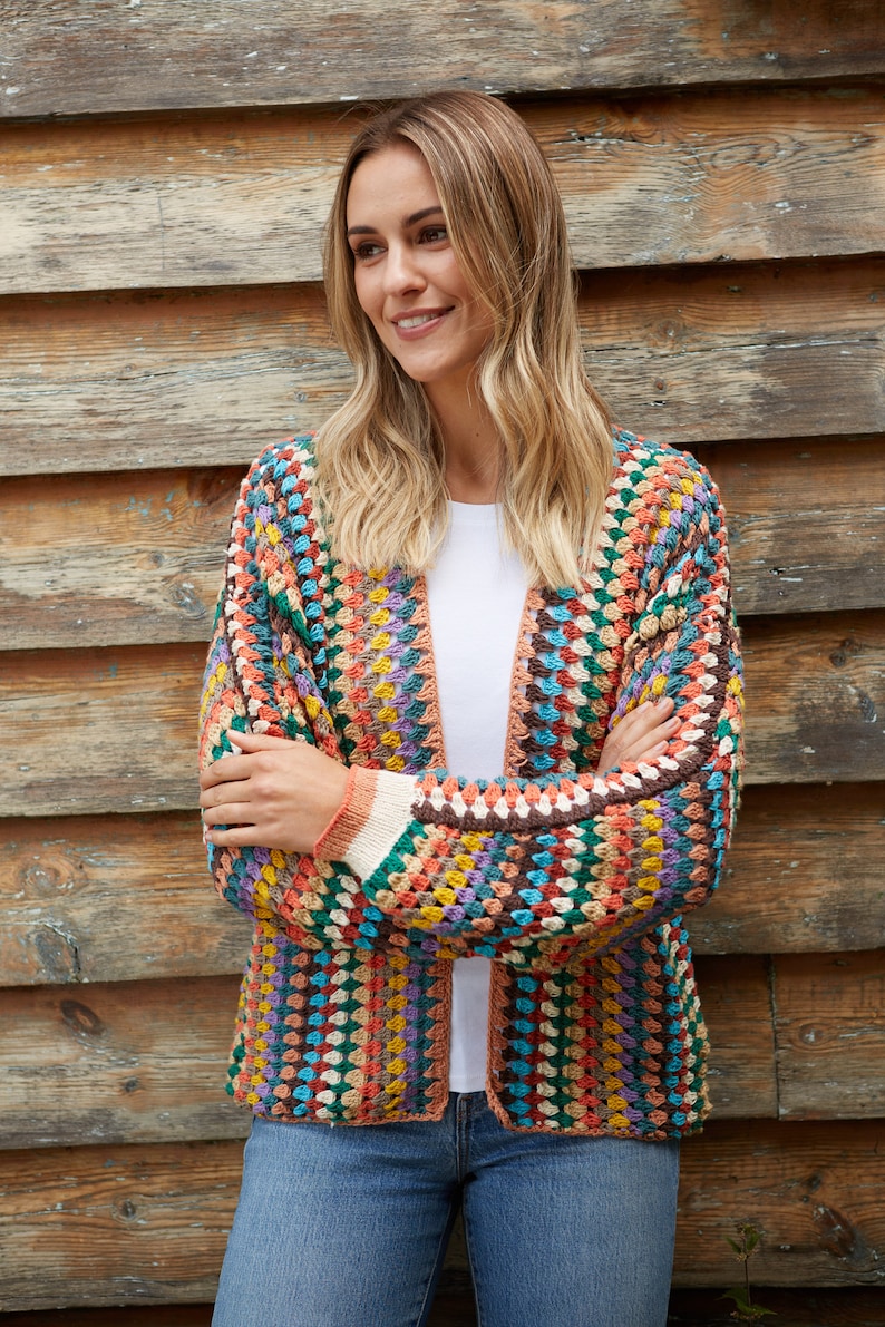 Crochet Cotton Cardigan - Bright Colourful Cardi - Hand Crocheted ...