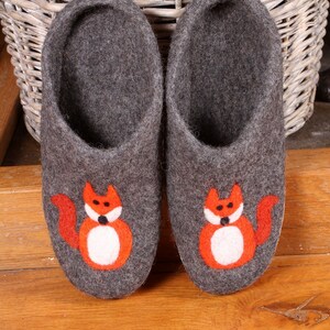 Women's Hand Felted Fox Slippers - Cosy Felt Slippers - 100% Wool ...