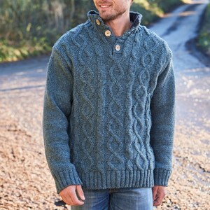 Mens Cable Knit Jumper - Blue Knit Sweater - Mens Cable Knit Jumper ...