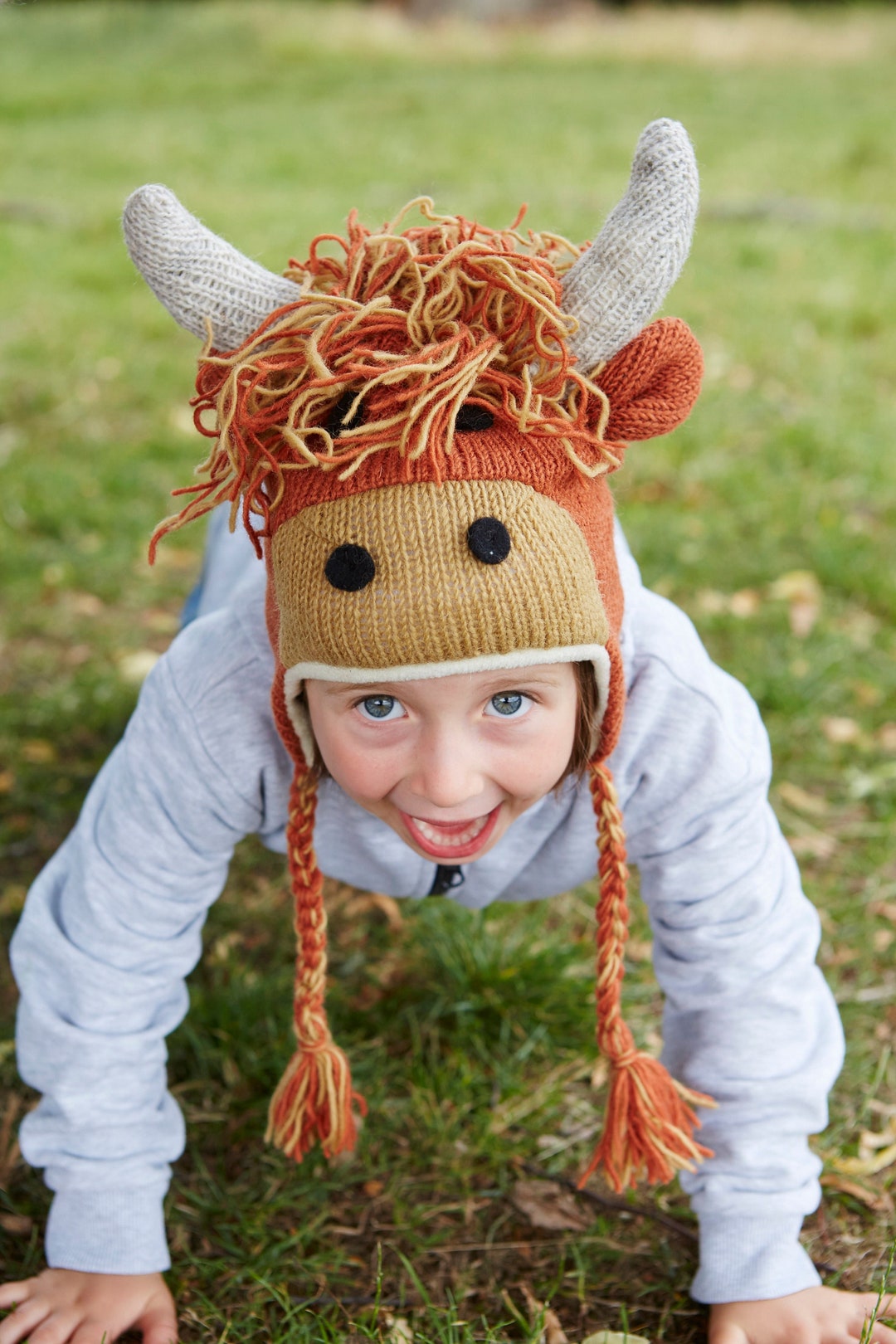 Children's Highland Cow Knitted Chullo - Adult Cow Beanie - Warm Knit ...