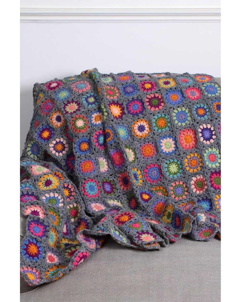 Handmade Crochet Throw - 100% Wool - Hand Crocheted Multicolour Blanket ...