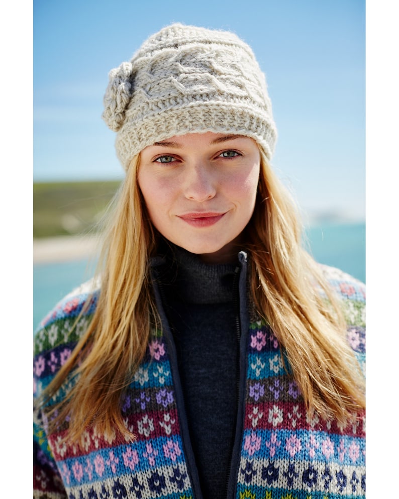 Women's Flower Beanie Winter Hat Hand Knitted 100% - Etsy