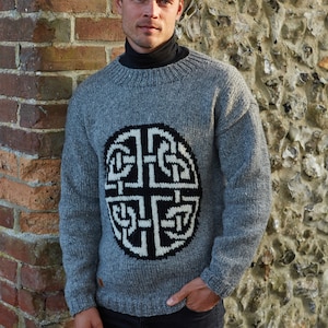 Men's & Women's Celtic Knot Jumper - Unisex Hand Knit Sweater - Knitted ...