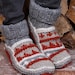 Hand Knitted Fair Isle Lined Sofa Socks - 100% Wool - Slipper Socks ...