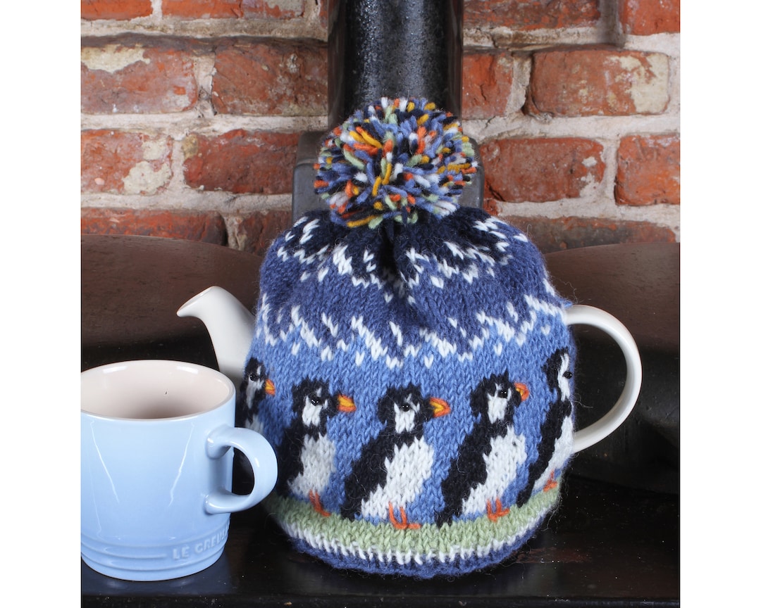 Puffin Tea Cosy, Hand Knit Wool Puffin Cozy, Fair Trade Handmade Cozy ...