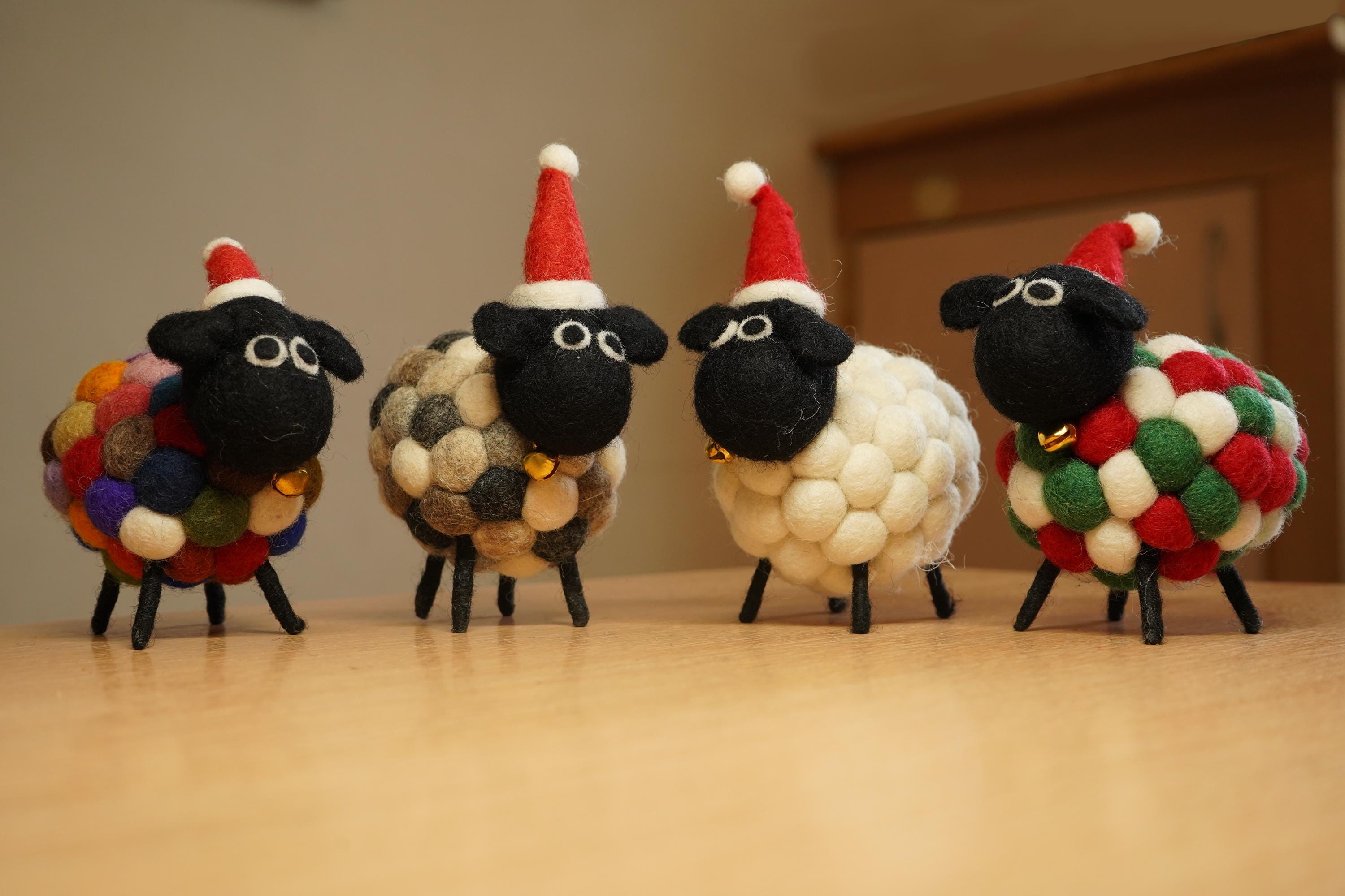 Christmas Felt Sheep - Bobbly Sheep Decoration - Christmas Sheep ...