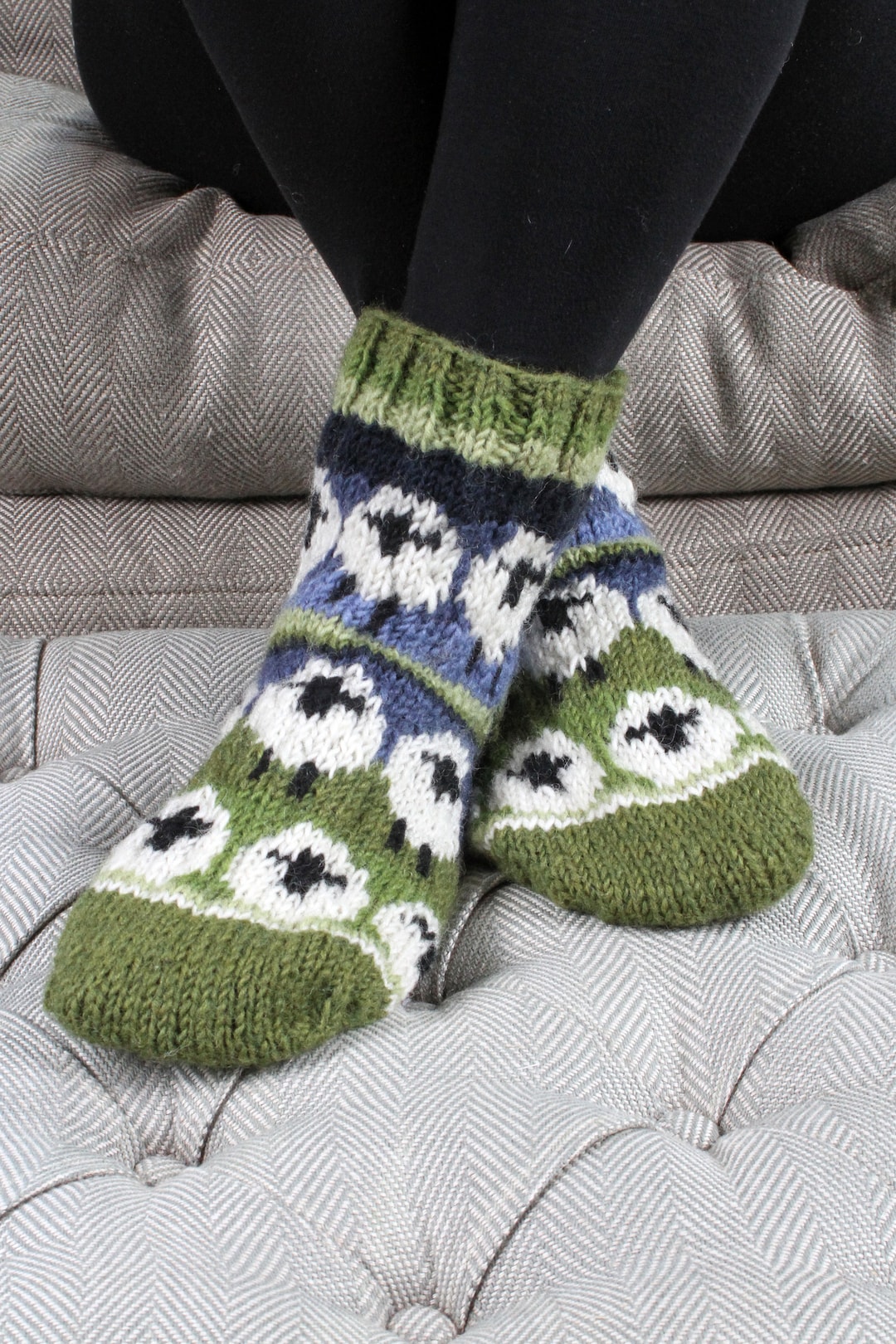 Women's Flock of Sheep Sofa Socks - 100% Wool - Fair Trade - Handmade ...